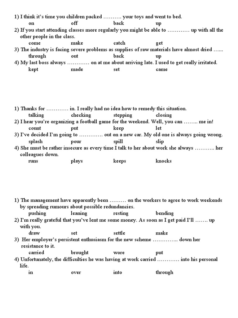 Phrasal Verbs Cards | PDF