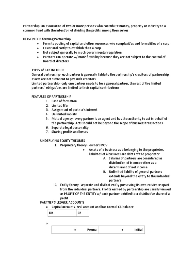 Dayag Notes Partnership Formation | PDF | General Partnership | Partnership