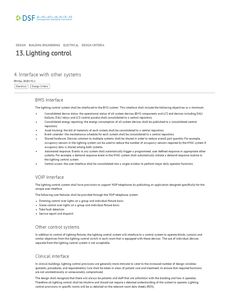 Lighting Control: 4. Interface With Other Systems | PDF | Lighting ...