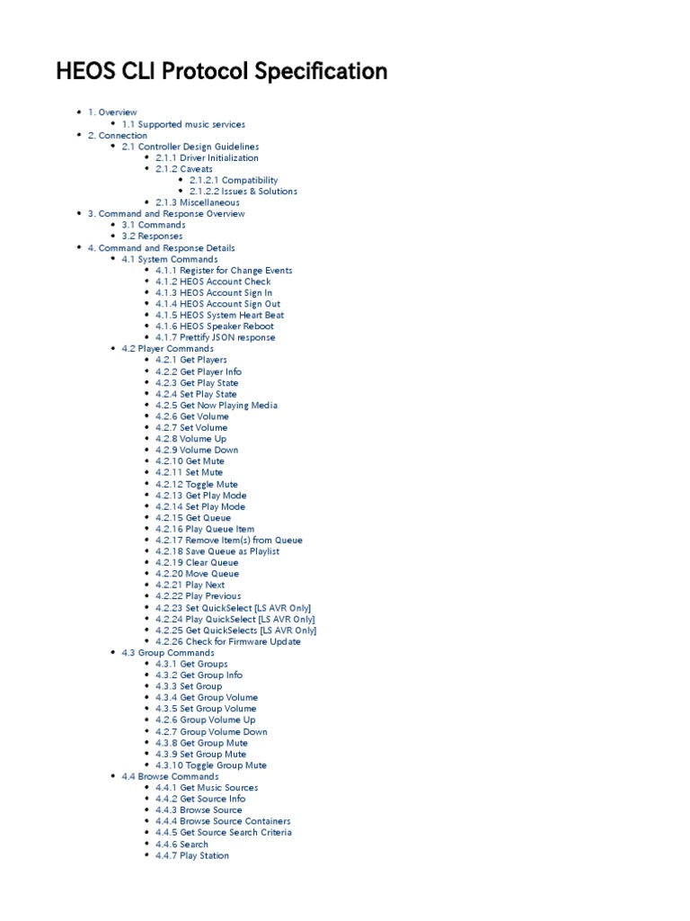 HEOS CLI Protocol Guide | PDF | Command Line Interface | Computing
