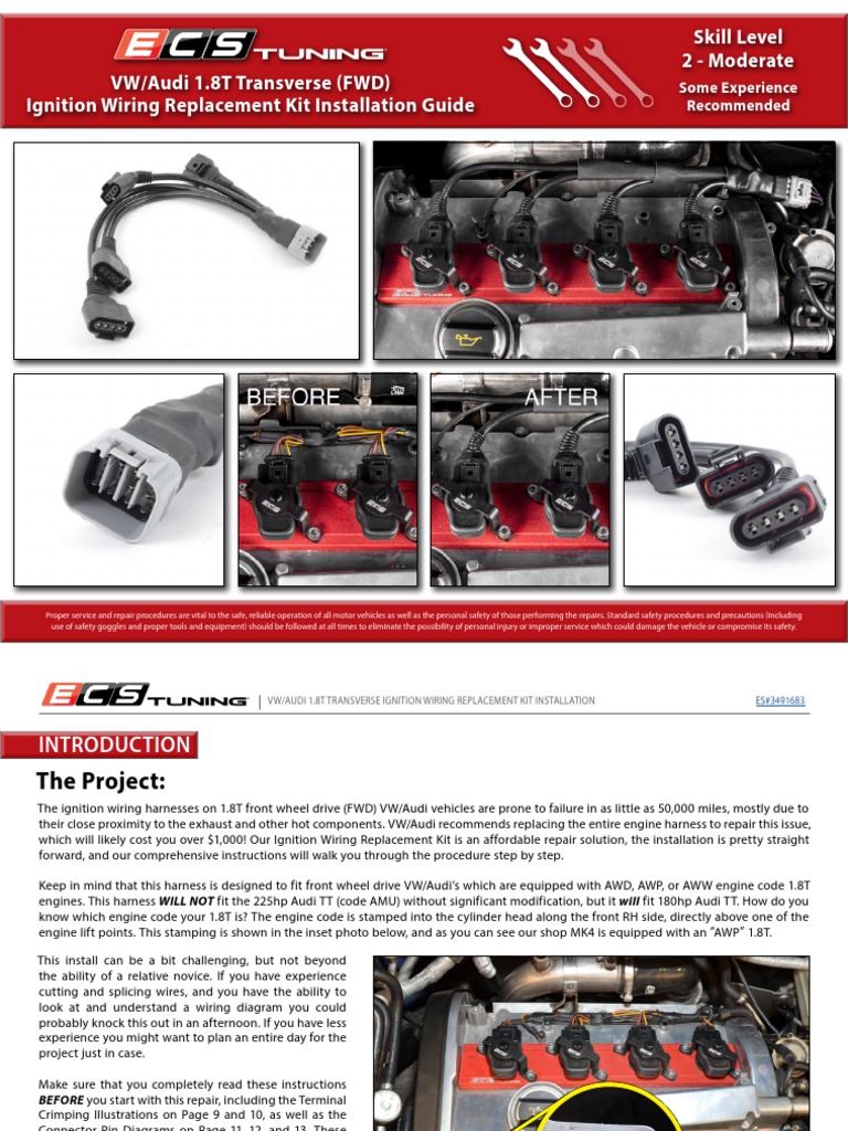 PDF 20745 VW-Audi 1.8T Transverse Ignition Wiring Replacement Kit ...