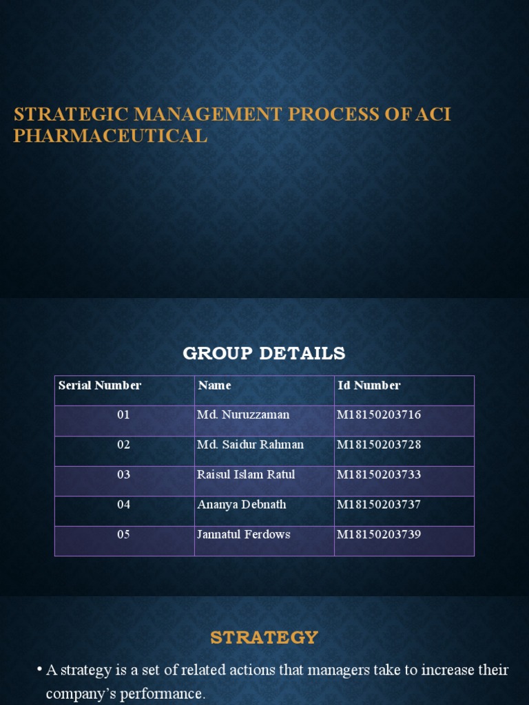 ACI Pharmaceutical Strategic Management Overview | PDF | Competition ...