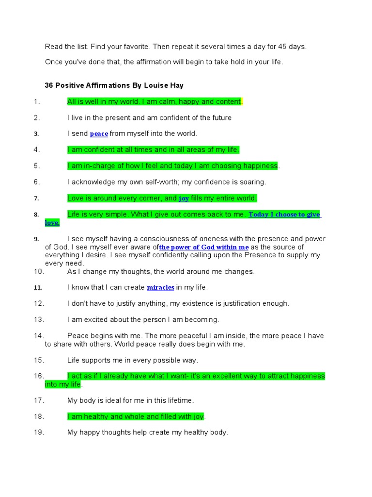 36 Positive Affirmations and Instructions for Manifesting Your Desired ...