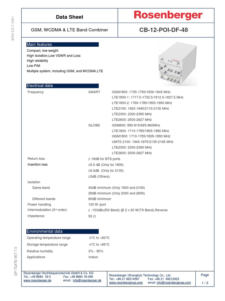 Data Sheet: CB-12-POI-DF-48 | PDF | Wireless | Mobile Telecommunications