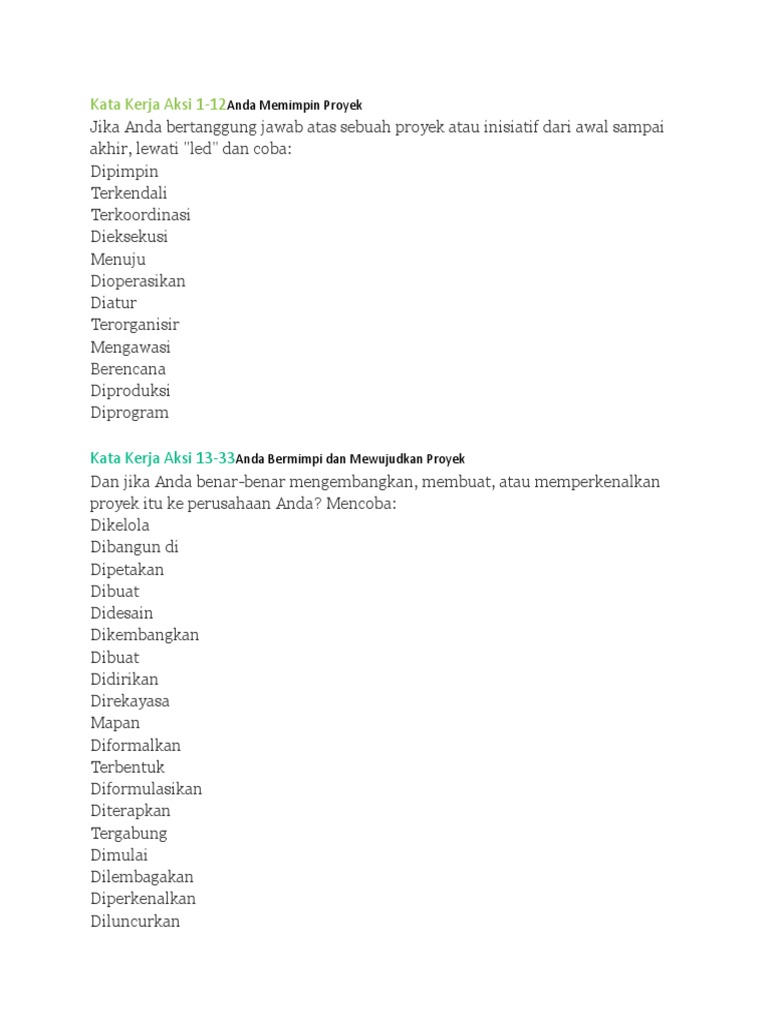 Kata Kerja Aksi 1 | PDF