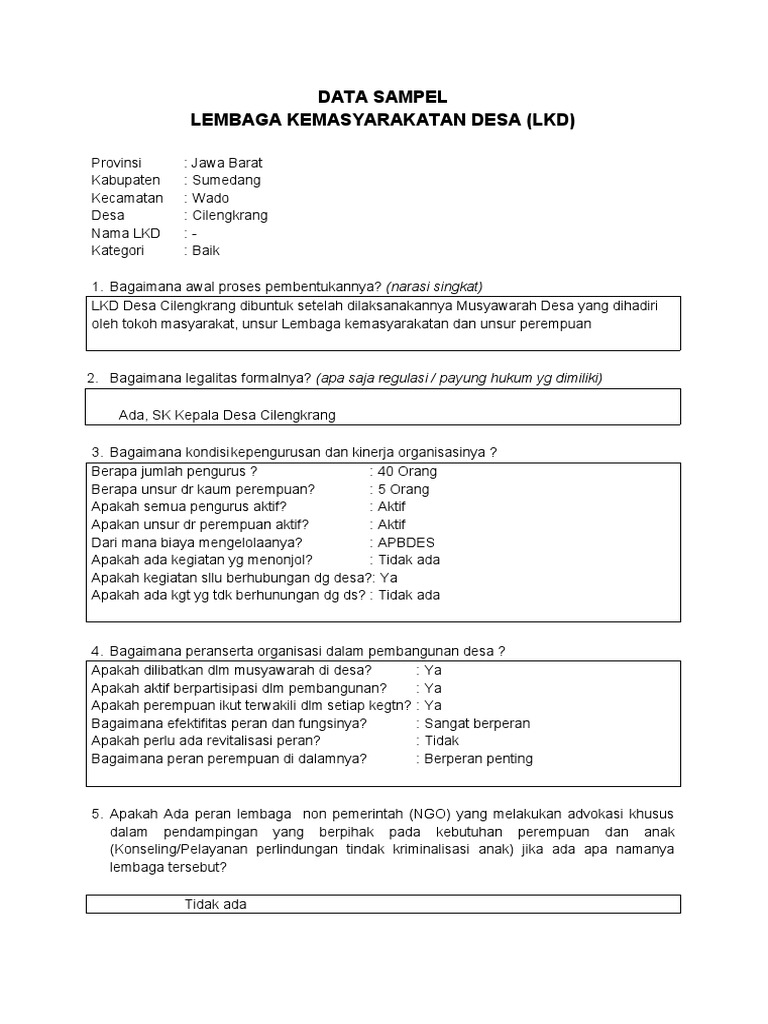 LKD Cilengkrang: Peran Aktif dan Legalitas | PDF