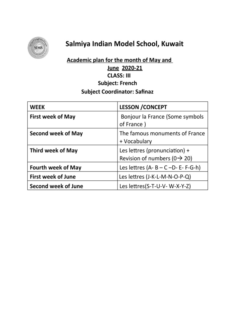 DJVSSF HMW 1588417889 Academic Plan May CL3 5 | PDF