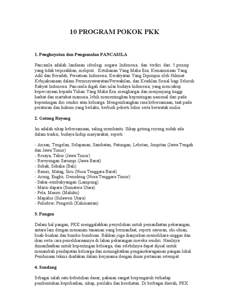 10 Program Pokok PKK | PDF