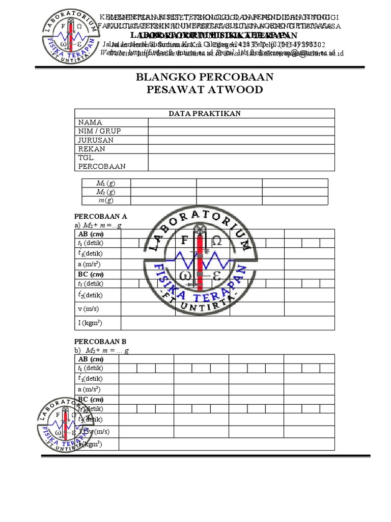 Blanko Percobaan Praktikum Fisika Dasar 2020-2021 | PDF