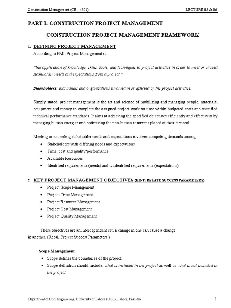 Construction Management Lecture 56 | PDF | Project Management | Economies