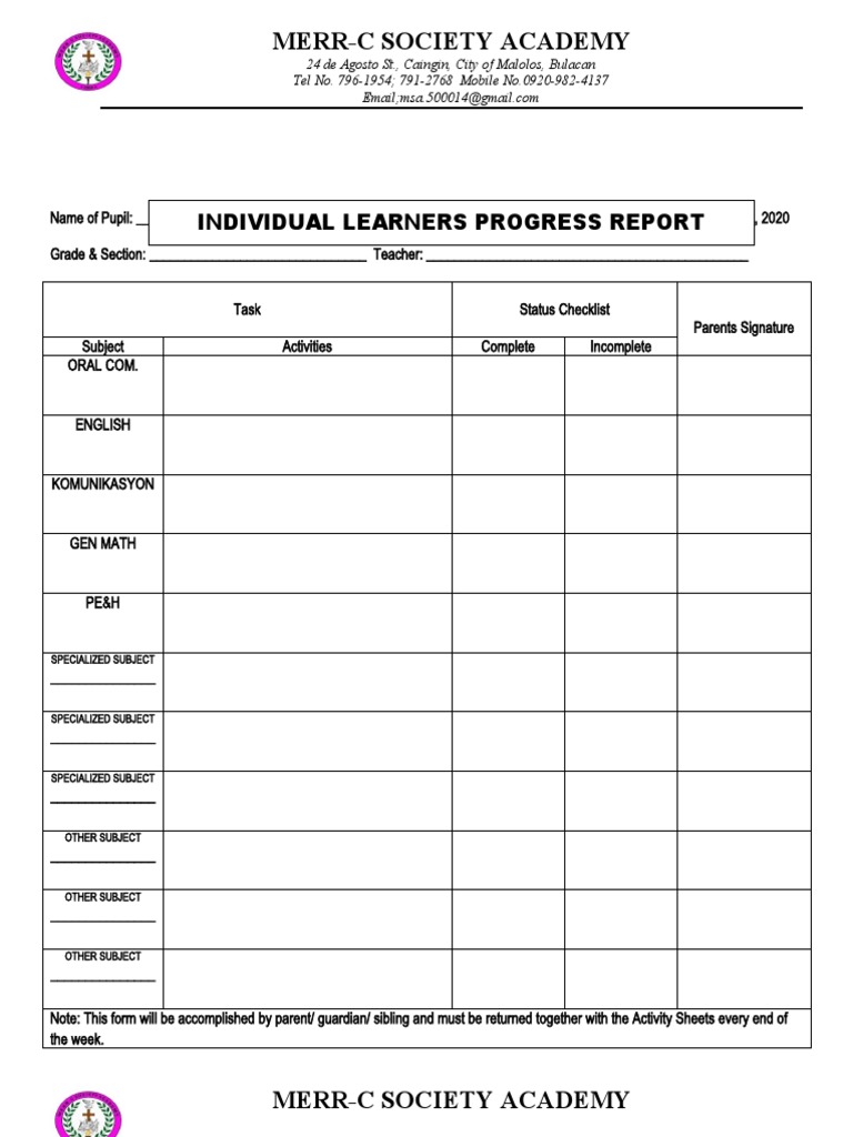 Individual Learners Report, Student Query Sheet | PDF | Applied ...