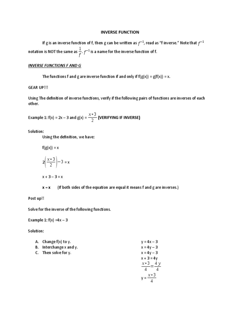 F F F F: Inverse Function | PDF | Function (Mathematics) | Equations