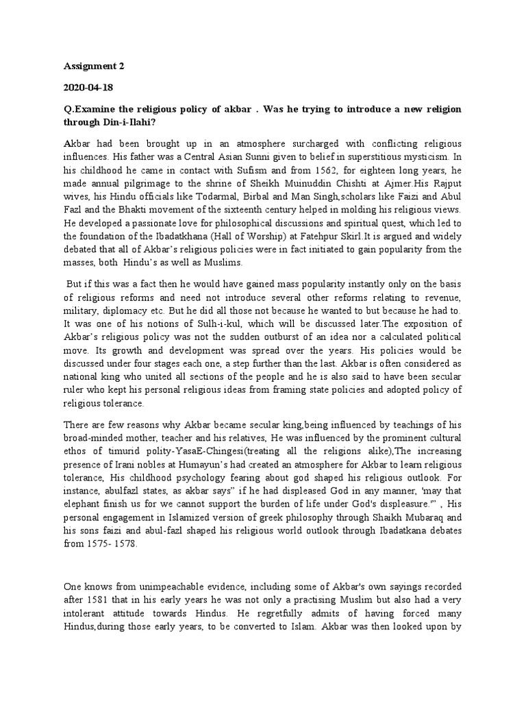 Akbars Religious Policy | PDF | Religious Faiths | Religion And Belief