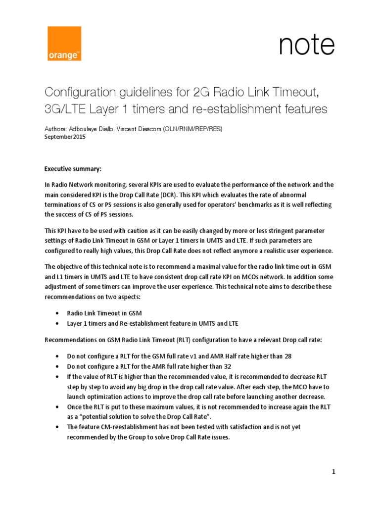 AD - Guidelines On 2G - 3G - 4G Radio Link Time Out | Download Free PDF ...