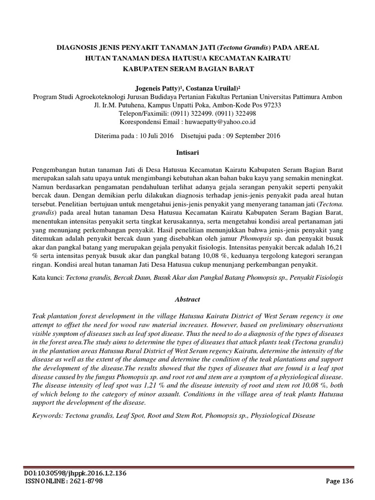 Diagnosis Penyakit Jati | PDF