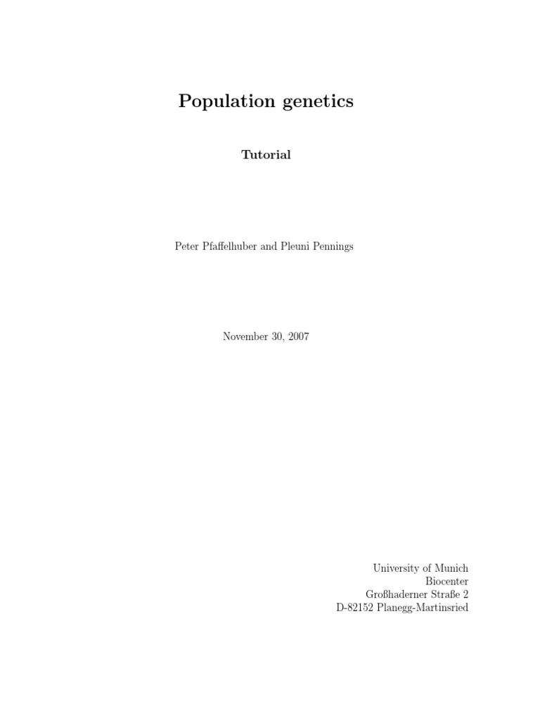 Population Genetics: Tutorial | PDF | Genetic Code | Gene