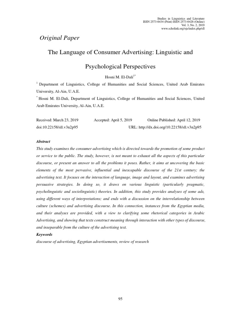The Language of Consumer Advertising Linguistic An PDF | PDF ...