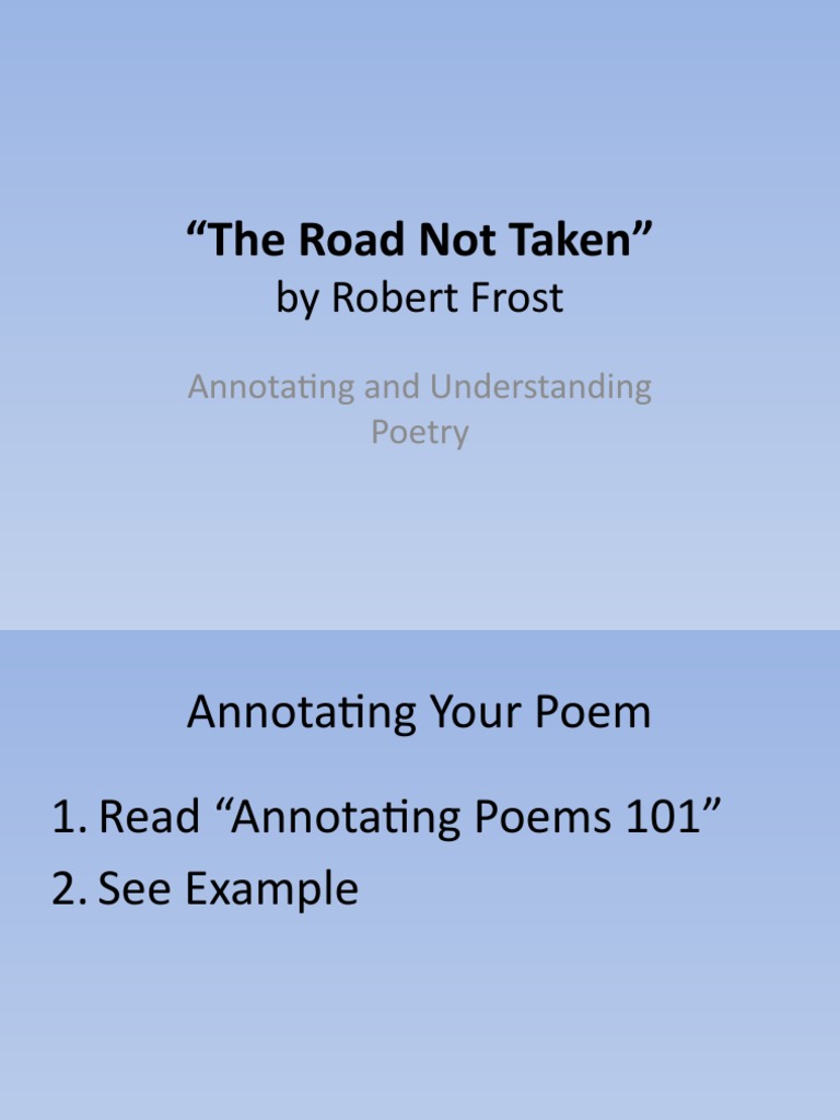 Annotating "The Road Not Taken" Guide | PDF