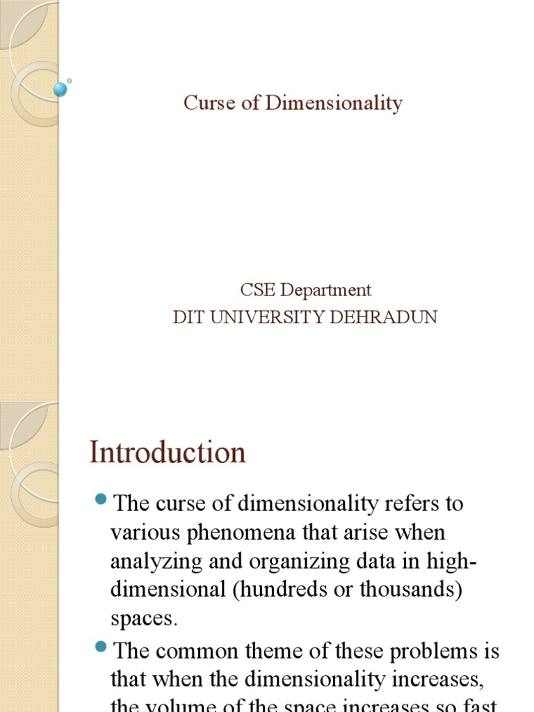 Curse of Dimensionality: CSE Department Dit University Dehradun | PDF