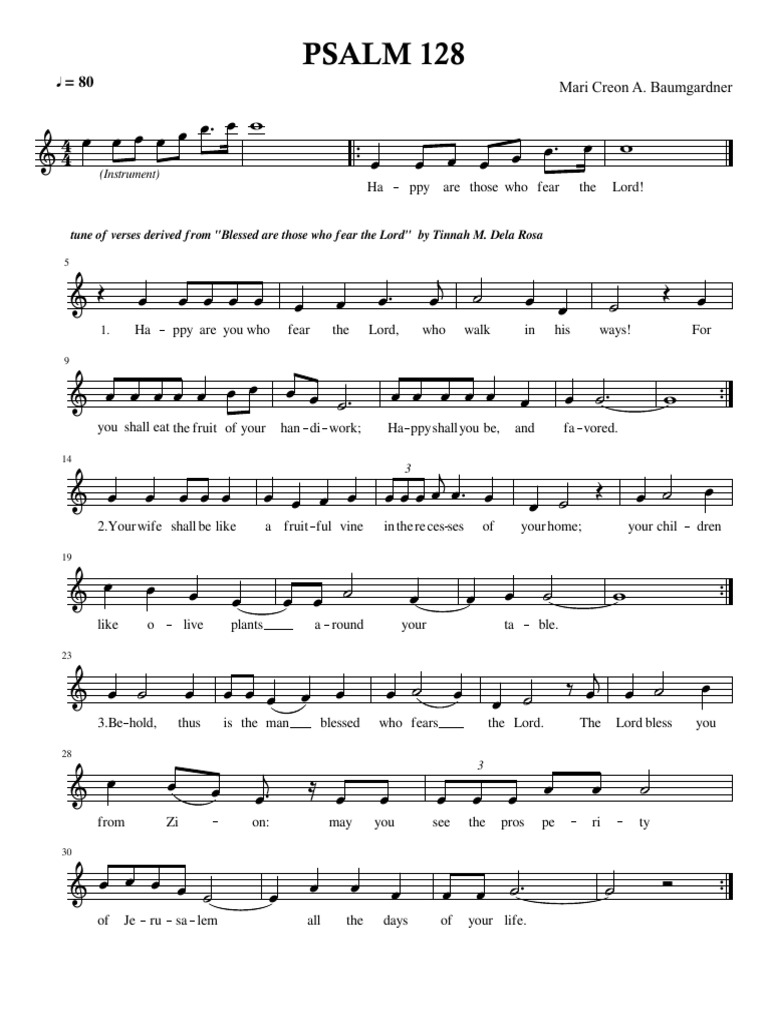 PSALM 128: Mari Creon A. Baumgardner | PDF