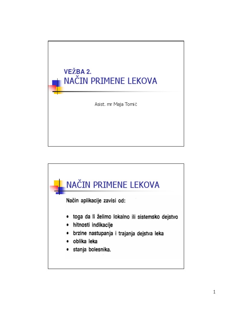Vezba 2 Nacin Primene Lekova | PDF