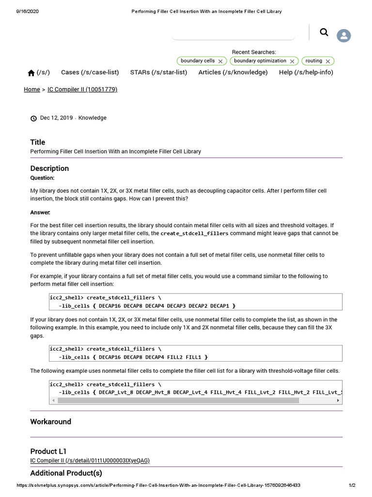 Performing Filler Cell Insertion With An Incomplete Filler Cell Library ...
