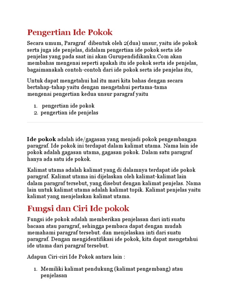 Materi Ide Pokok | PDF