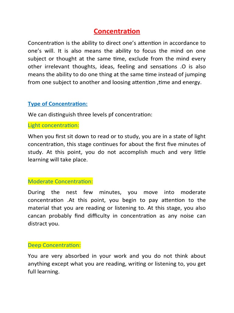 Type of Concentration | PDF | Attention | Neuropsychology