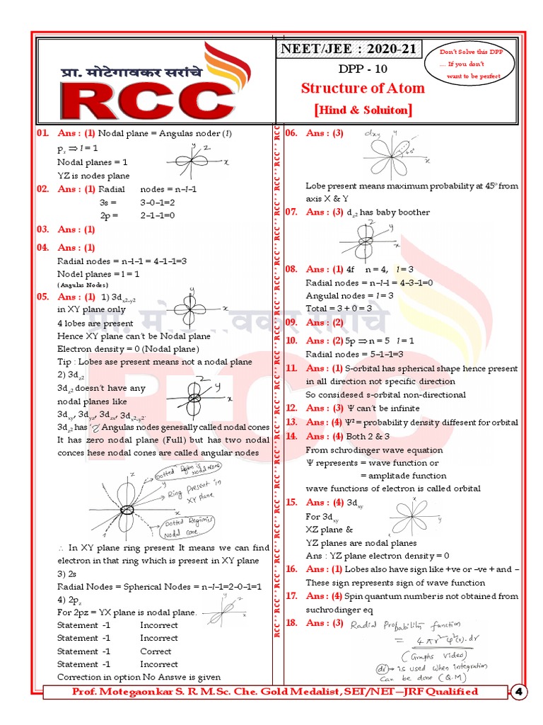 Structure of Atom : NEET/JEE: 2020-21 | PDF | Atomic Orbital ...