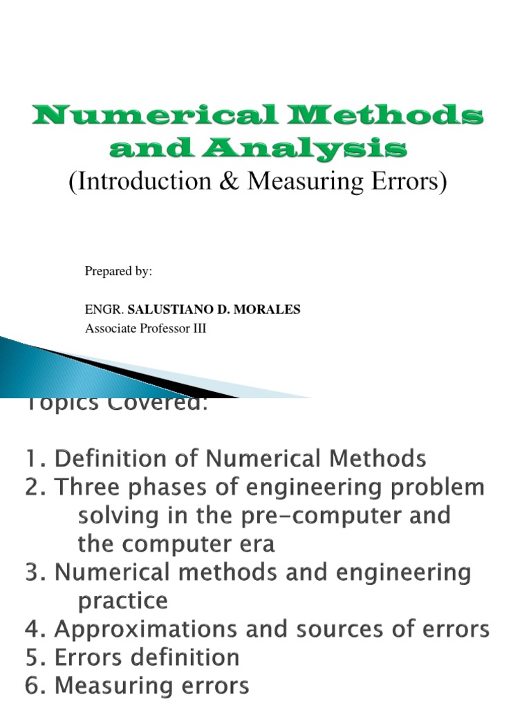 A Module On Introduction and Measuring Errors in Numerical Methods PDF | Download Free PDF ...