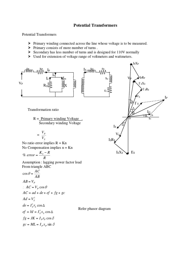 Potential Transformers: AB AC | PDF | Transformer | Electric Power