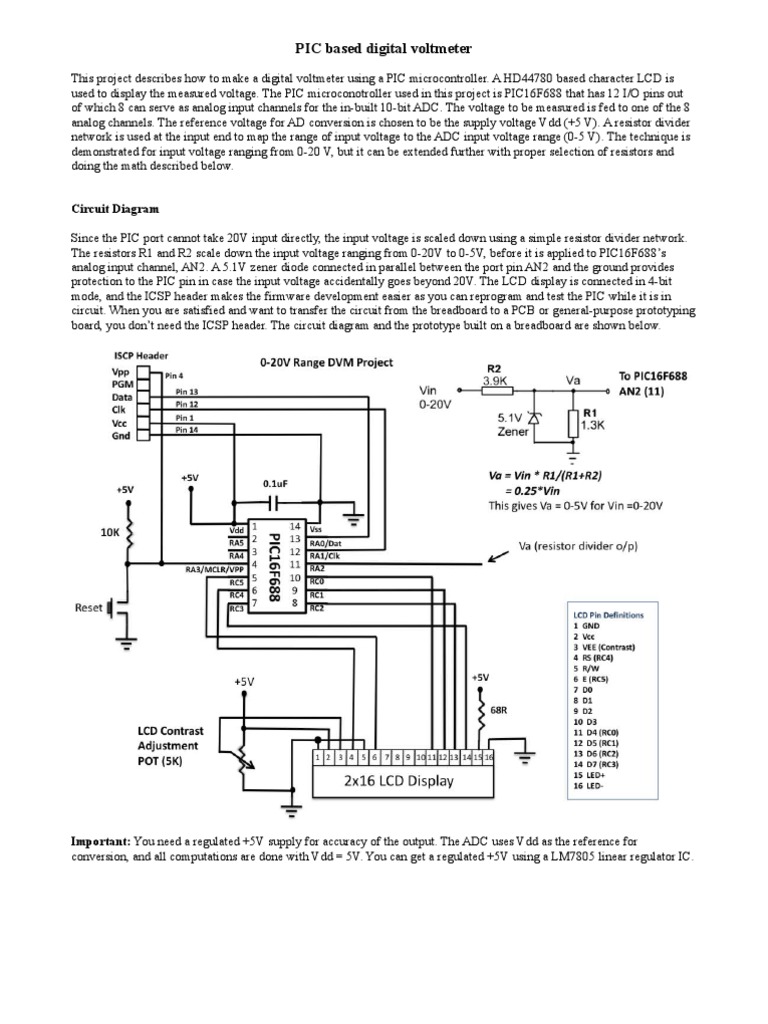 Pic16f688 DVM | PDF | Analog To Digital Converter | Electronic Circuits