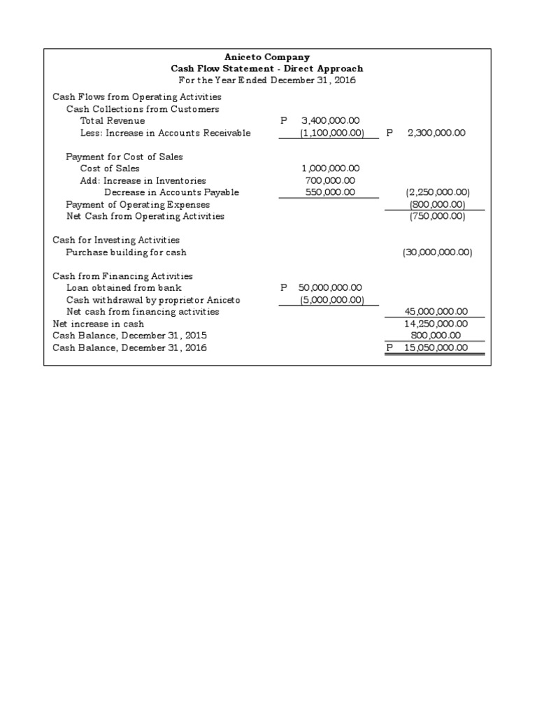 Direct Cash Flow Statement | PDF