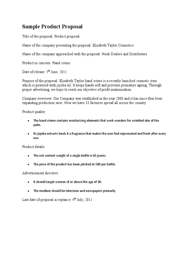 Sample Product Proposal | PDF