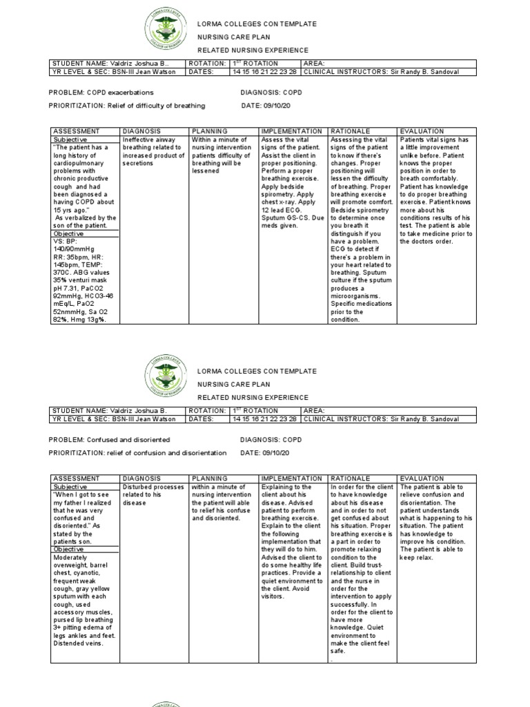NCP Copd | PDF | Chronic Obstructive Pulmonary Disease | Breathing