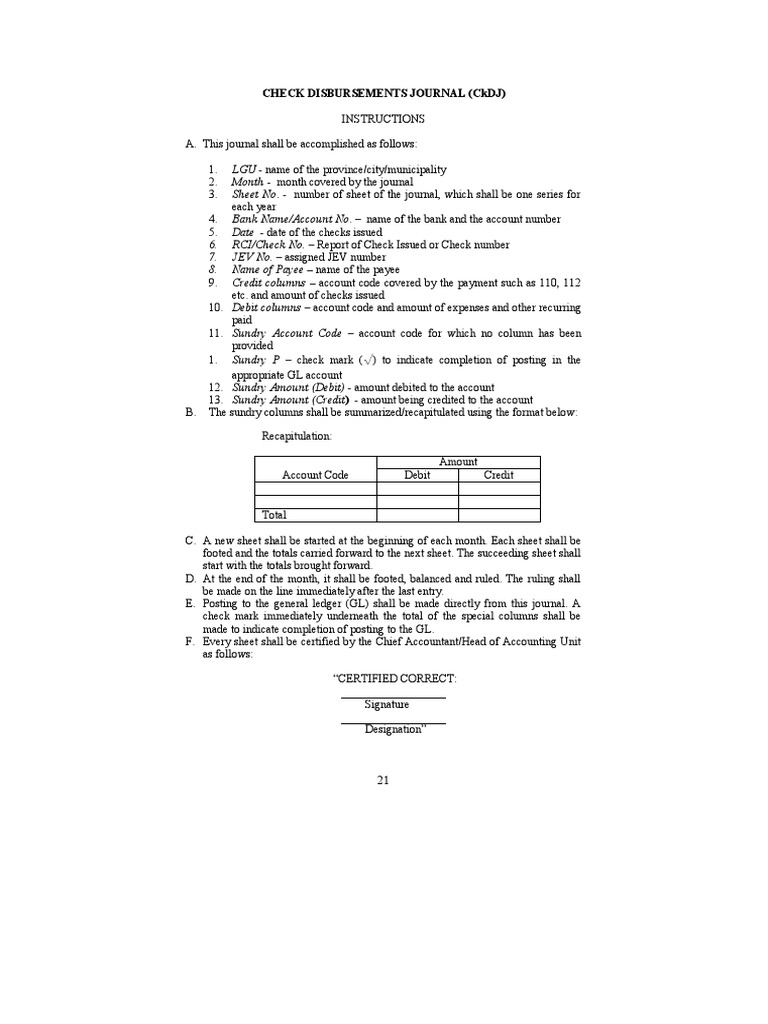 Check Disbursements Journal (CKDJ) | PDF