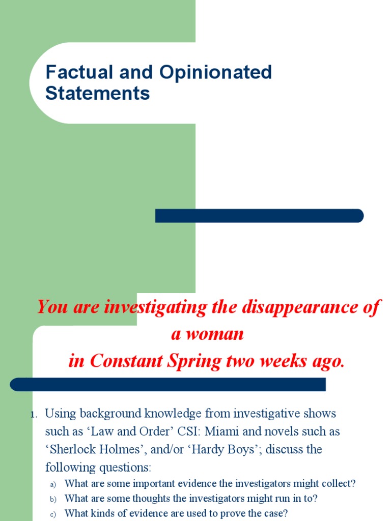 Factual and Opinionated Statements | PDF | Academic Discipline ...