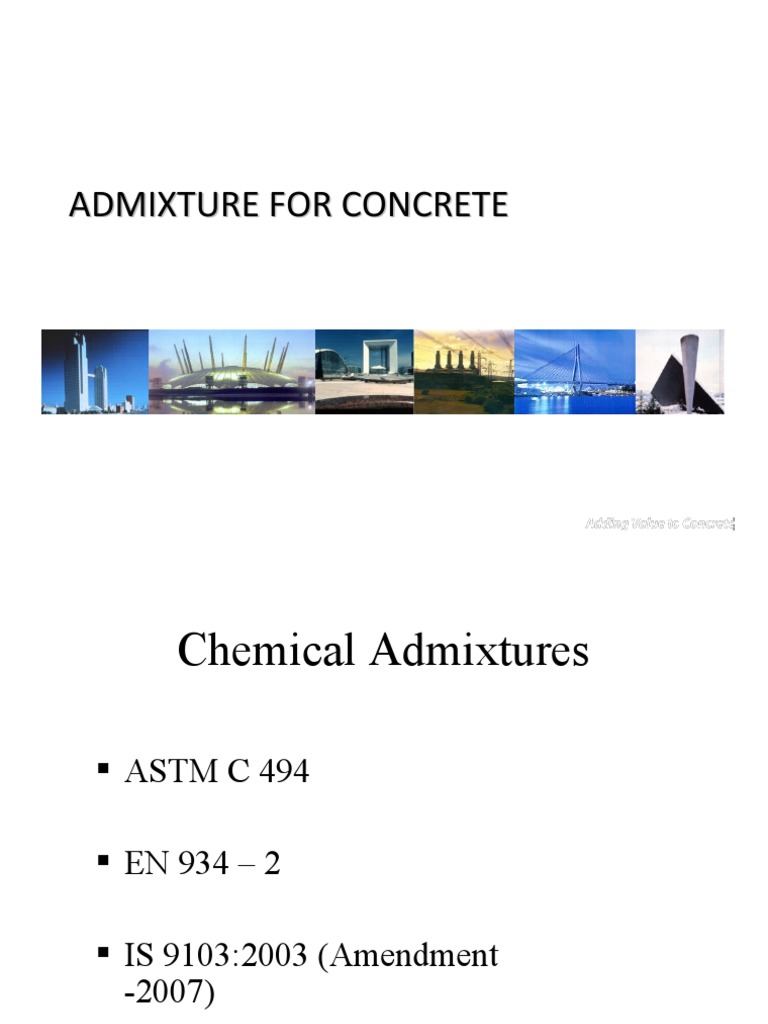 Presentation Admixture For Concrete | PDF | Concrete | Polymers