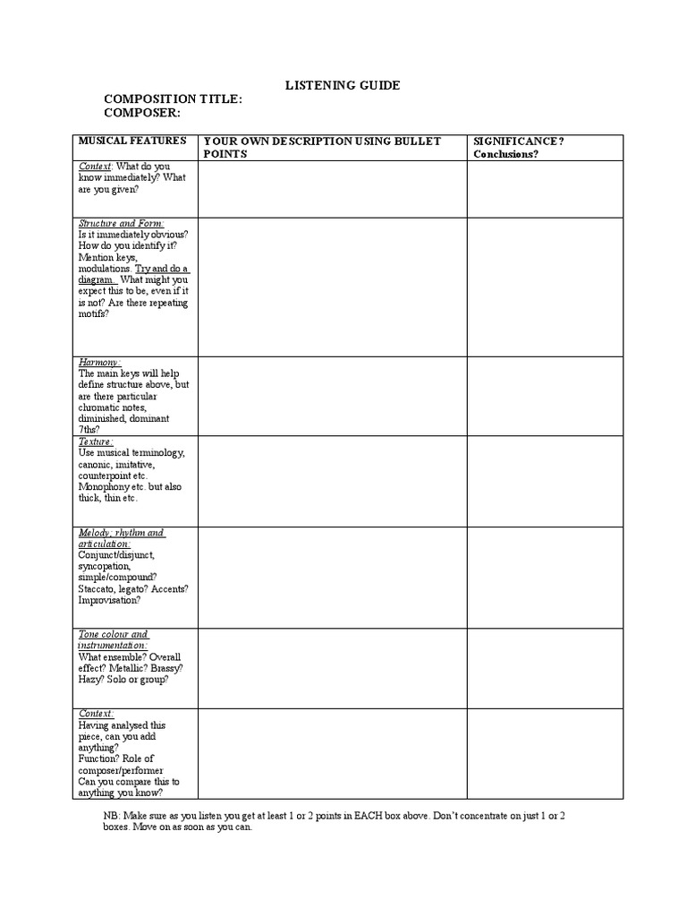 Music Analysis Guide | PDF