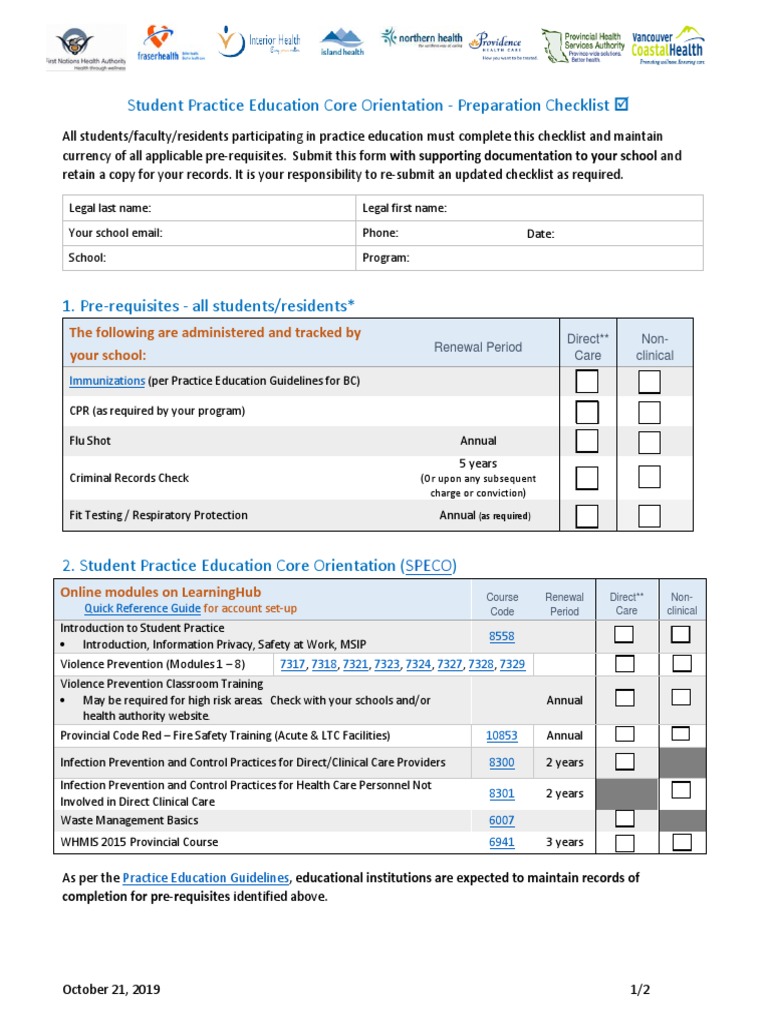 Preparing Students for Clinical Placements: An Overview of BC's ...
