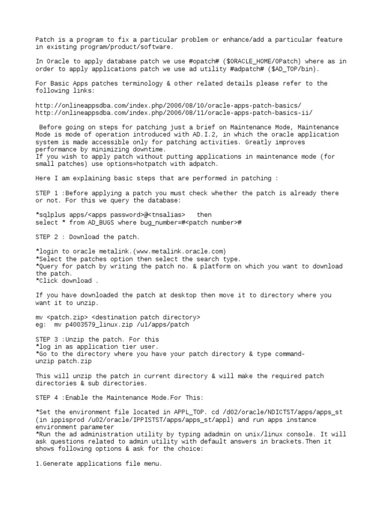 Patching Note | PDF | Command Line Interface | Databases