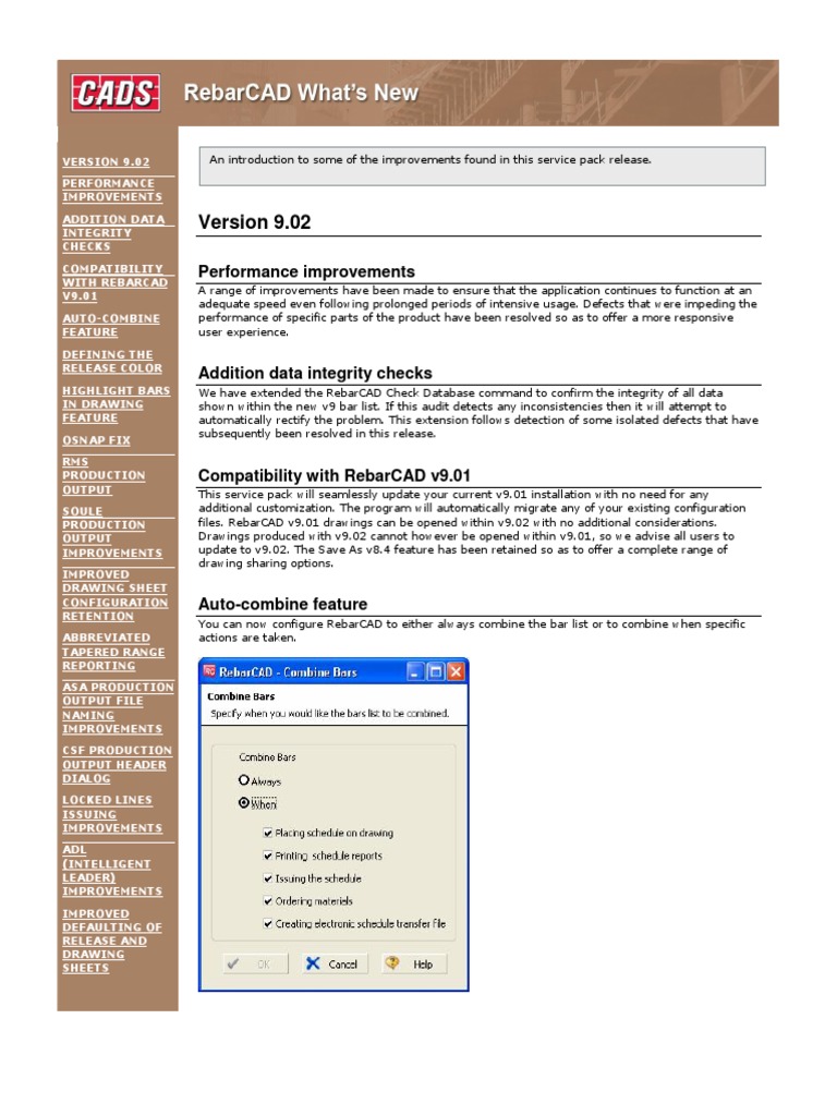 RebarCAD What's New in V9.02 | PDF | Filename | Computer File