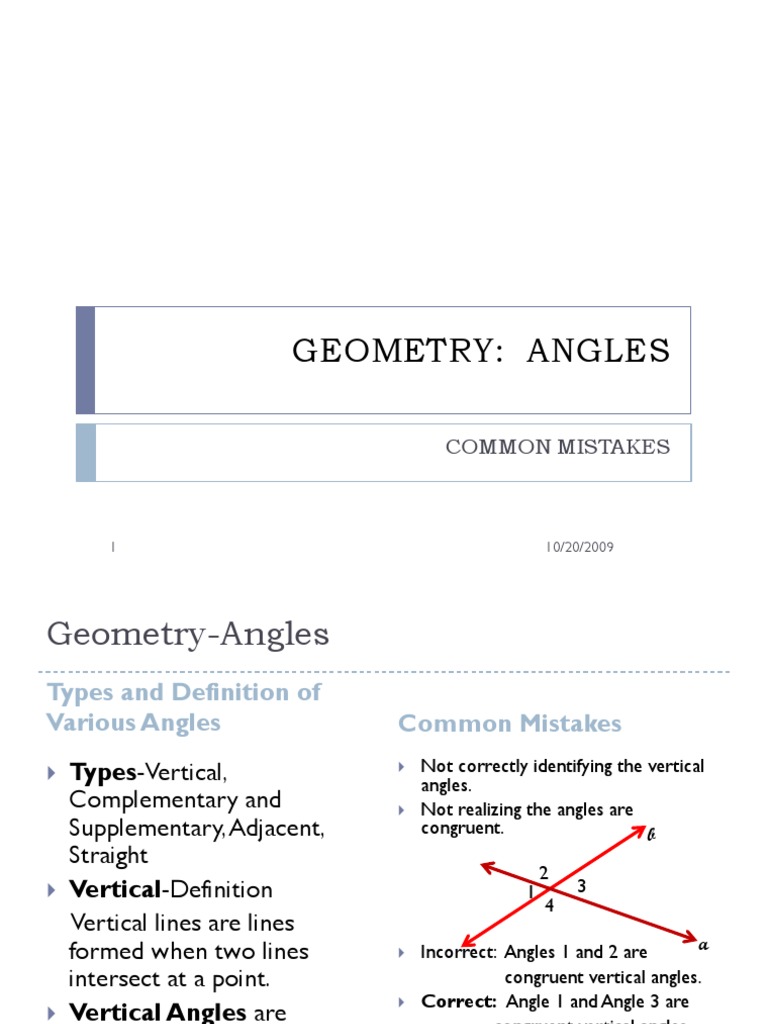 Geometry: Angles: Common Mistakes | PDF | Angle | Geometry