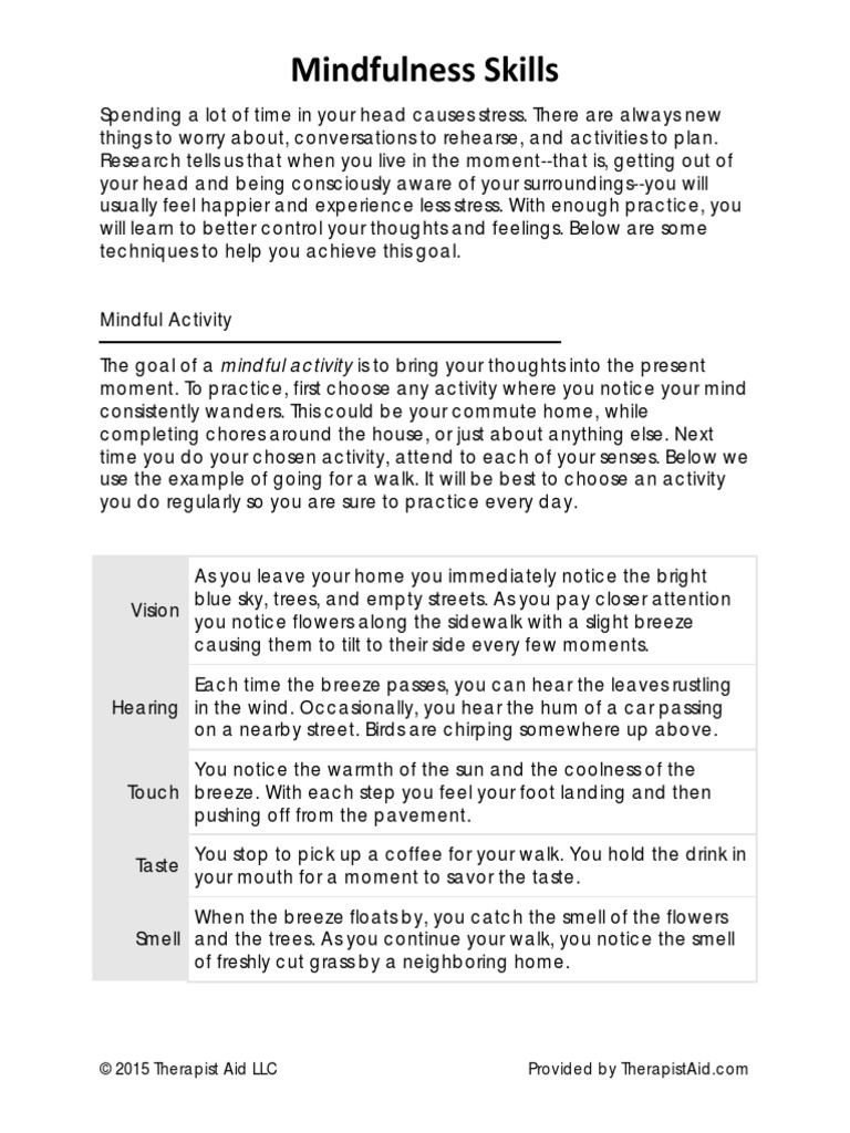 DBT Mindfulness Skills PDF | PDF | Feeling | Mindfulness