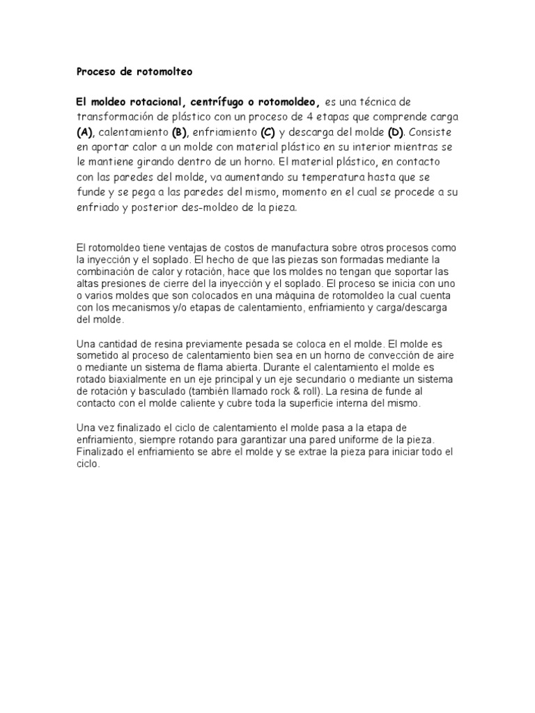 Proceso de Rotomoldeo | PDF | Procesos industriales | El plastico