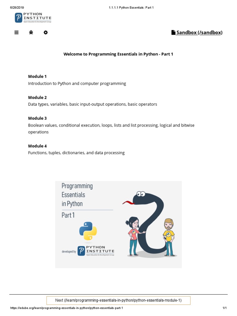 1.1.1.1 Python Essentials - Part 1 | PDF