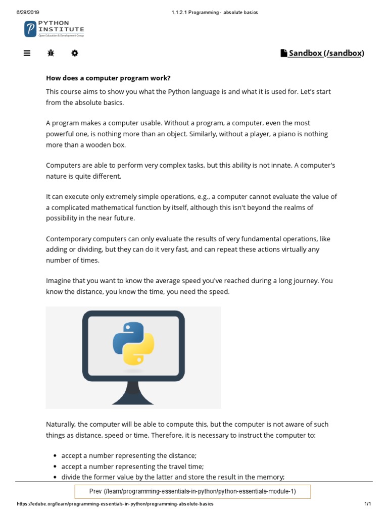 1.1.2.1 Programming - Absolute Basics | PDF