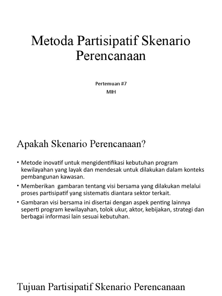 Metode Partisipatif Skenario Perencanaan | PDF | Bisnis