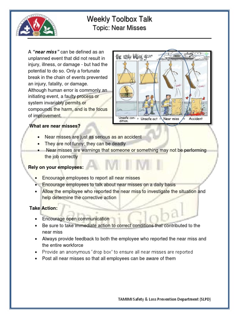 Weekly Toolbox Talk on Near Misses | PDF