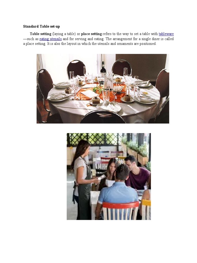 Table Set Up and Staff Scheduling | PDF | Shift Work | Restaurants